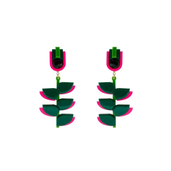 GISSA BICALHO Handmade Acrylic Earring Heliconia - Pink