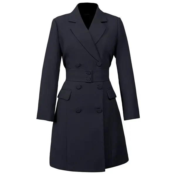 SMART AND JOY Belted Tailor Coat Navy - Blue