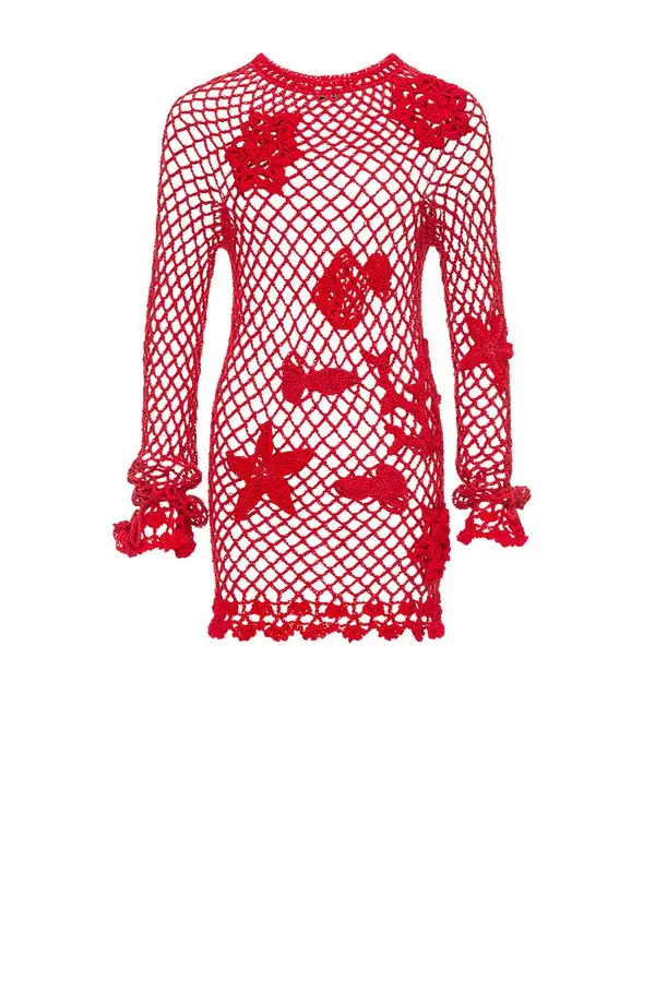 ANDREEVA Cherry Handmade Crochet Top & Cover-up - Red