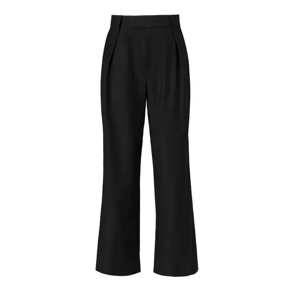 LITA COUTURE Wide Leg Wool Trousers - Black