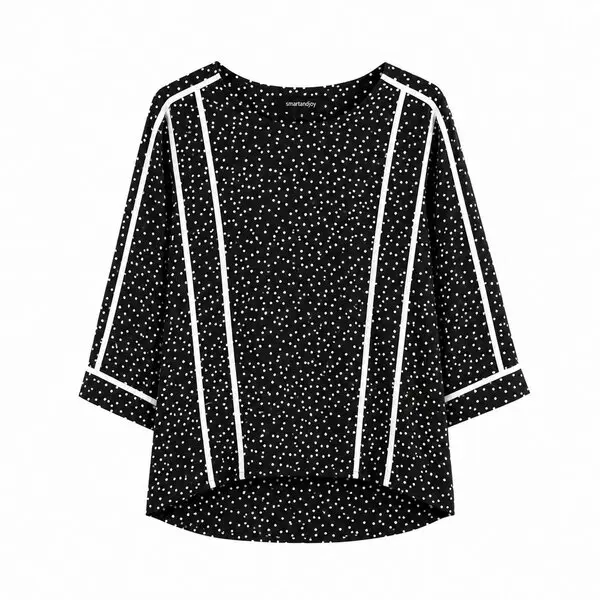 SMART AND JOY White Chambray Blouse With Polka Dots