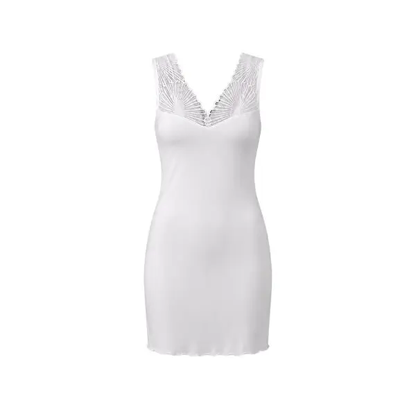 OH!ZUZA NIGHT&DAY Amelia Viscose Mini Nightdress Lace Wide Straps Ivory - White