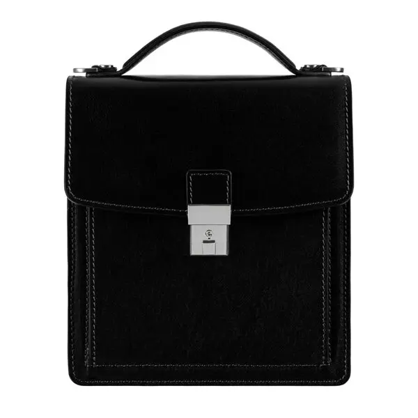 TIME RESISTANCE Small Leather Briefcase Walden - Black