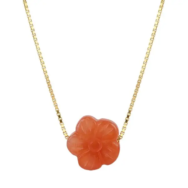 SEREE Red / Gold Kyoto Flower Pendant Necklace - Red/gold