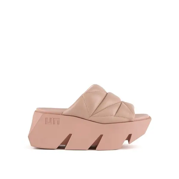 United Nude Puffy Quilted Leather Flatform Slide Sandals - Black/brown