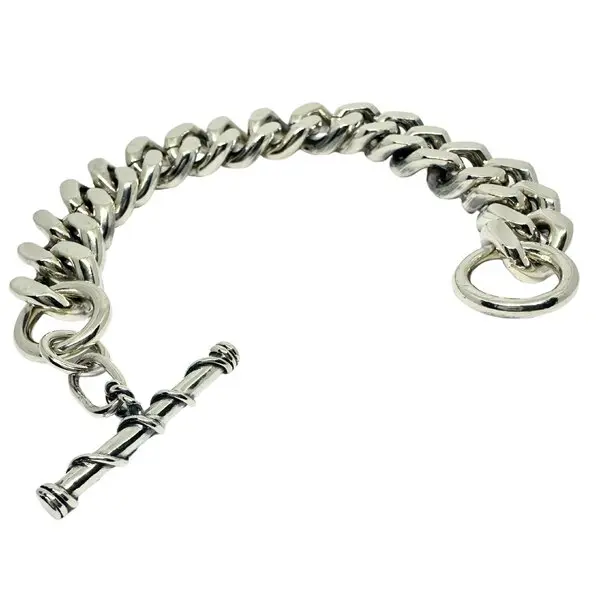 TG-JEWELLERY BY TAMARA GERVASIO S Chunky Sterling Curb Chain Bracelet – Twisted T-bar - Silver