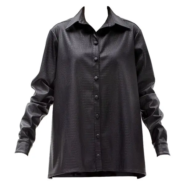 MAISON BOGOMIL Textured Faux Leather Trapeze Shirt - Black