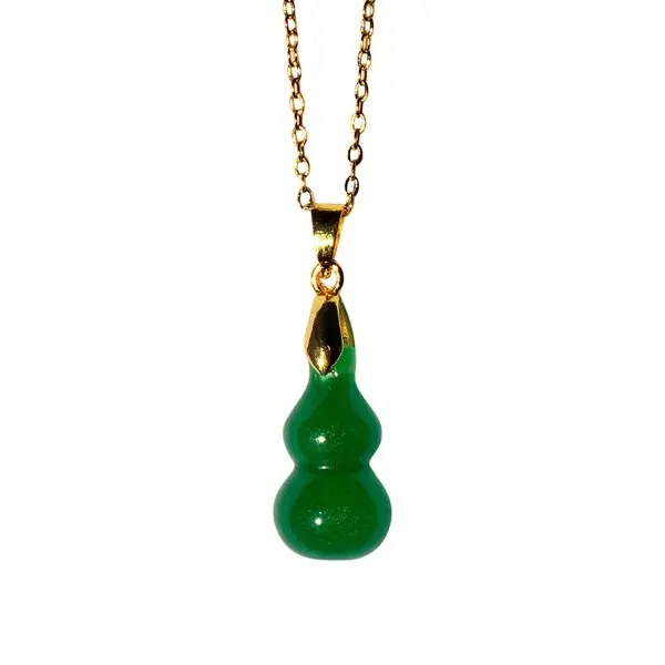 SEREE Hulu Jade Stone Pendant Necklace - Green