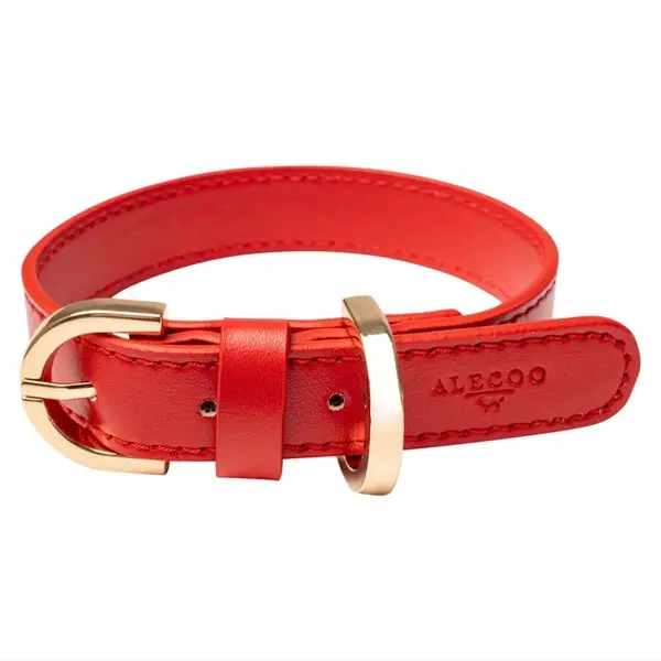 ALECOO Classy Dog Collar Gold - Red