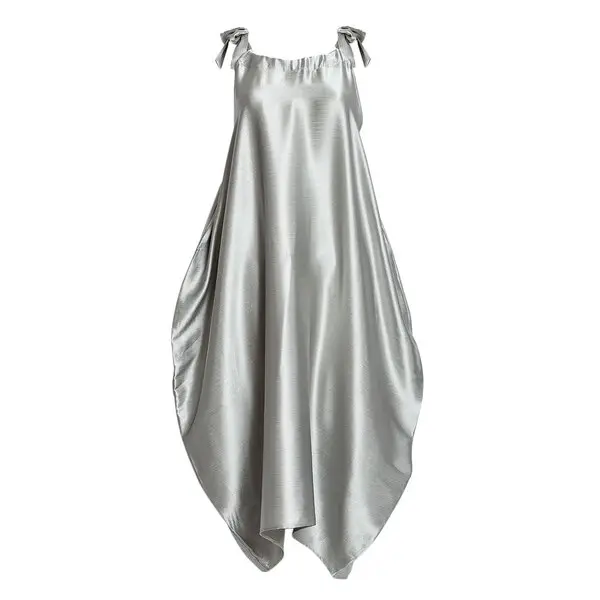BIANCA POPP Semiballoon Dress With Ribbons - Silver
