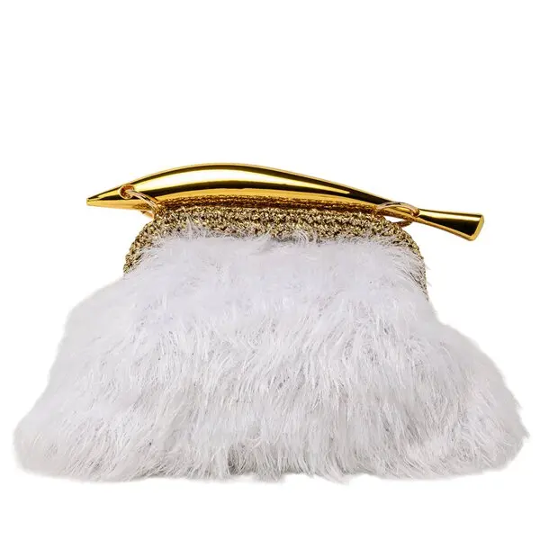 SIBYLLA DELPHICA Swan Crochet Clutch With Handle Ornated - White