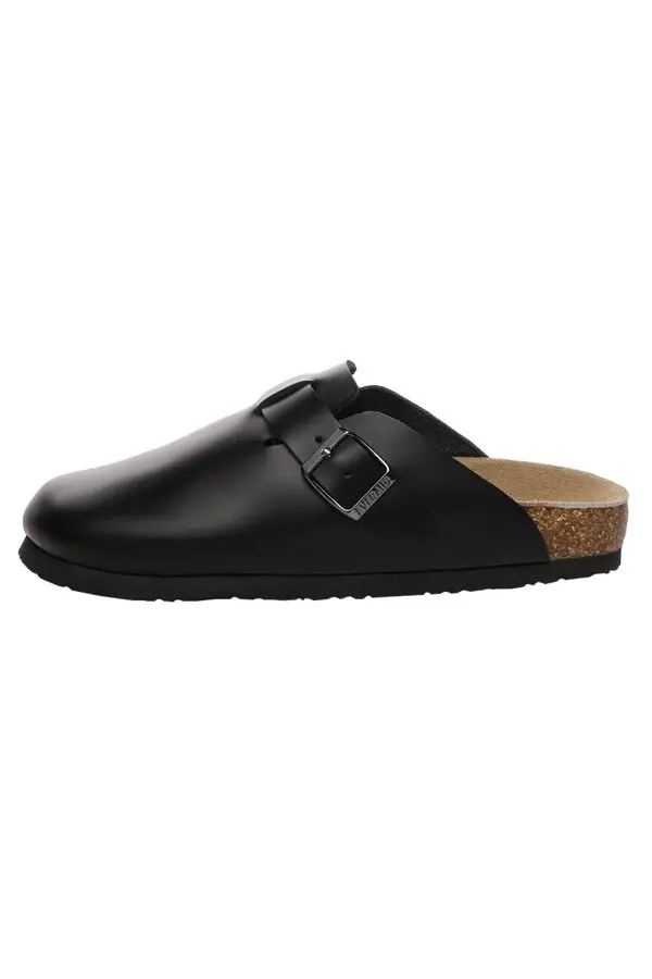 EVERAU AUSTRALIA Hardhead Leather Comfort Clog Sandals - Black