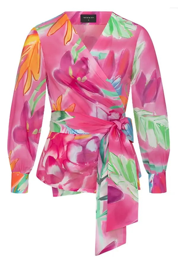 MARIANNA DÉRI Wrap Blouse With Floral Print - Pink
