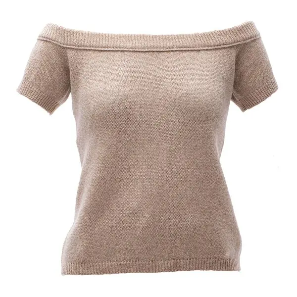 MAISON BOGOMIL Off Shoulder Fine Knit Blouse - Brown