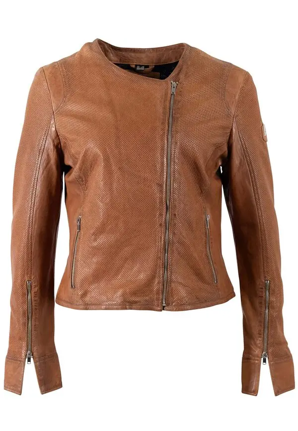 Mauritius Perforated Leather Jacket Athena - Brown