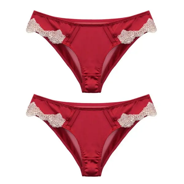 TALLULAH LOVE Two X Opulent Lace Briefs Berry - Red