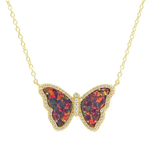 KAMARIA Opal Butterfly Necklace With Crystals Gold - Black
