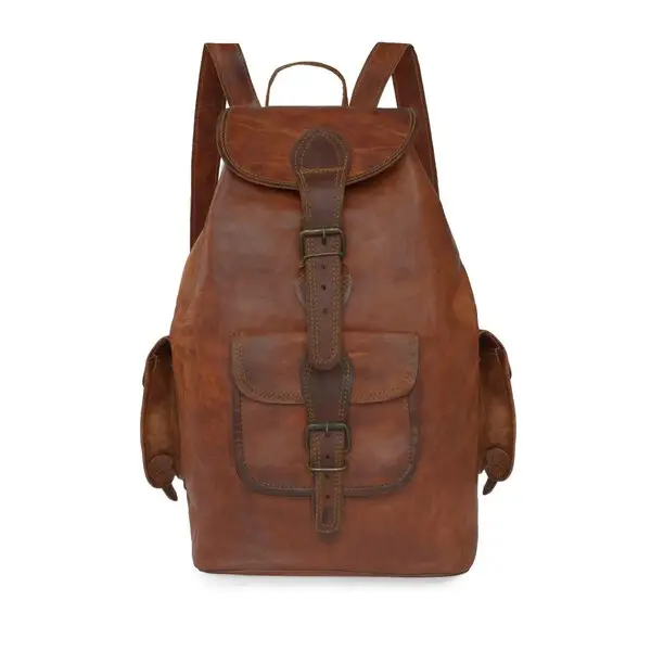 VIDA VIDA Vida Vintage Classic Leather Backpack Medium - Brown