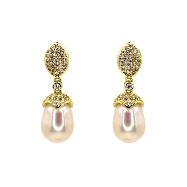VICSTONENYC FINE JEWELRY Elegant En Natural Pearl Dangle Earrings - Gold