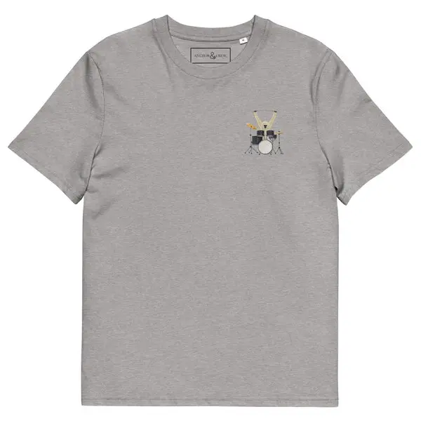 ANCHOR & CREW Heather Drummer Monkey Organic Cotton Embroidered T-shirt - Grey
