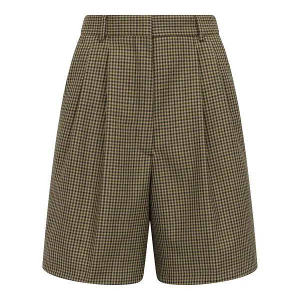 TRIONA Houndstooth Doireann Shorts - Green
