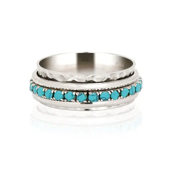 CHARLOTTE'S WEB JEWELLERY Silver / Blue Parvati Silver Spinning Ring Turquoise - Silver/blue