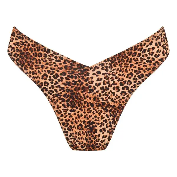 SOLEIL STATE Brown / Black Sunseeker Leopard V Full Bikini Bottoms - Brown/black