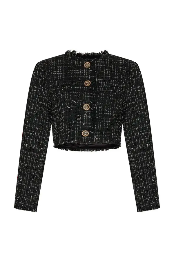GOD SAVE QUEENS Asap Tweed Jacket - Black