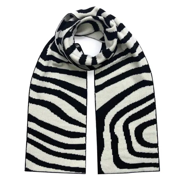 INGMARSON Black / White Organic Stripes Wool & Cashmere Scarf - Black/white