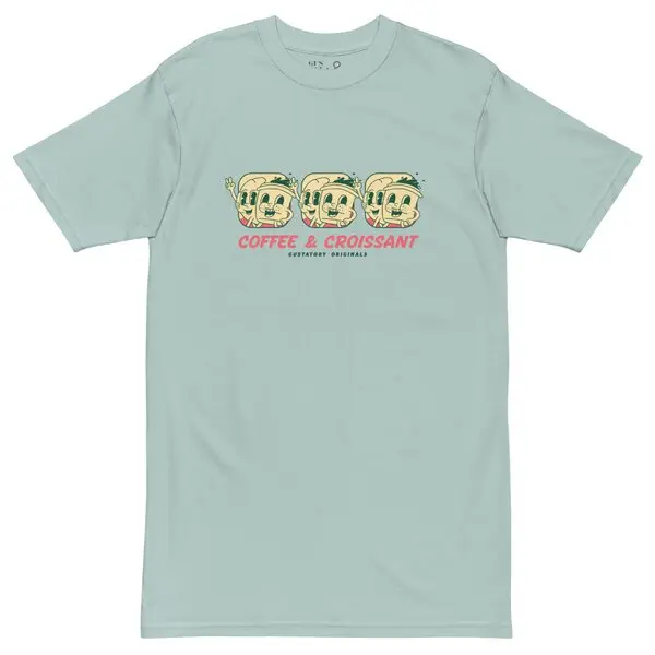 ANCHOR & CREW Ice Gustatory Originals Coffee & Croissant Heavy Cotton T-shirt - Blue