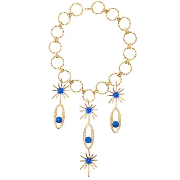 CASTLECLIFF Blue / Gold Farrah Necklace In Sea Blue - Blue/gold