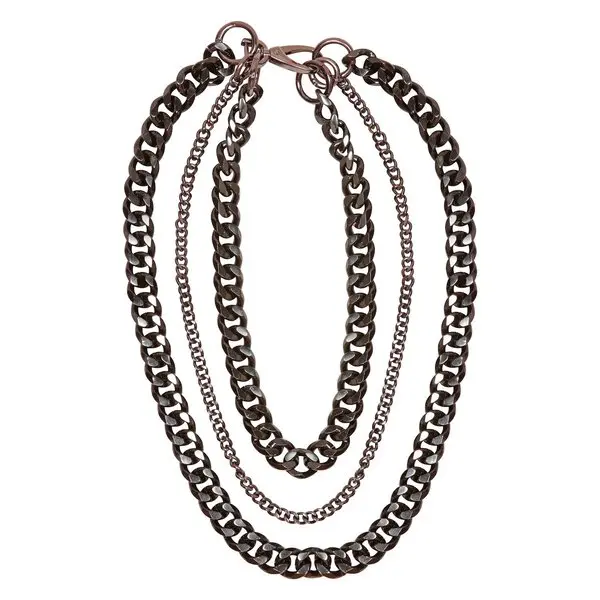 SYLVIA PIECHULLA Black / Grey Black Chunky 3-tier Aluminium Metal Chain Necklace Cleopatra - Black/grey