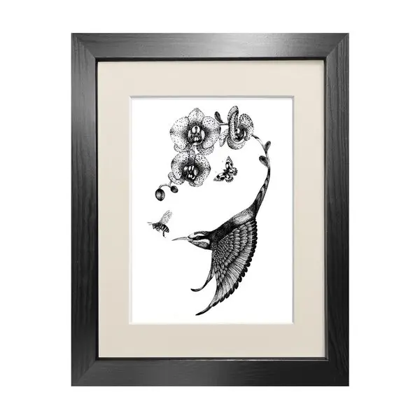 EMILY CARTER Apiaster Orchidae' Fine Art Print A3 - Black
