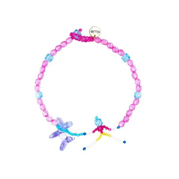 TILLIE BEADS Pup Skeleton Bead Necklace - Purple