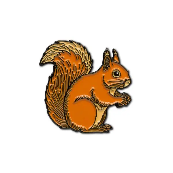 MAKE HEADS TURN Black / Orange Enamel Pin Squirrel - Black/orange