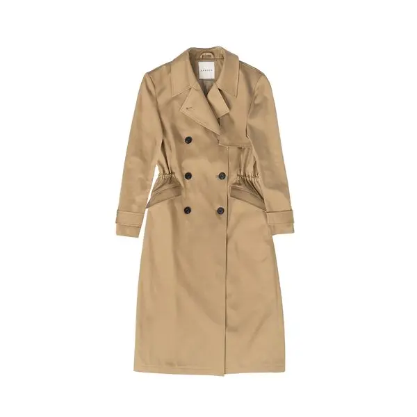 LAELEN Neutrals Pure Cotton Double Breasted Trench Coat - Beige