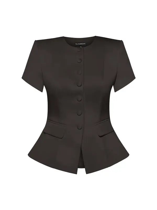 TIA DORRAINE Romantic Glow Short Sleeves Blazer - Black
