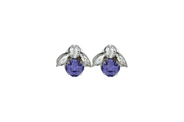 VICKISARGE The Baby Bee Earrings In Platinum Clip - Purple