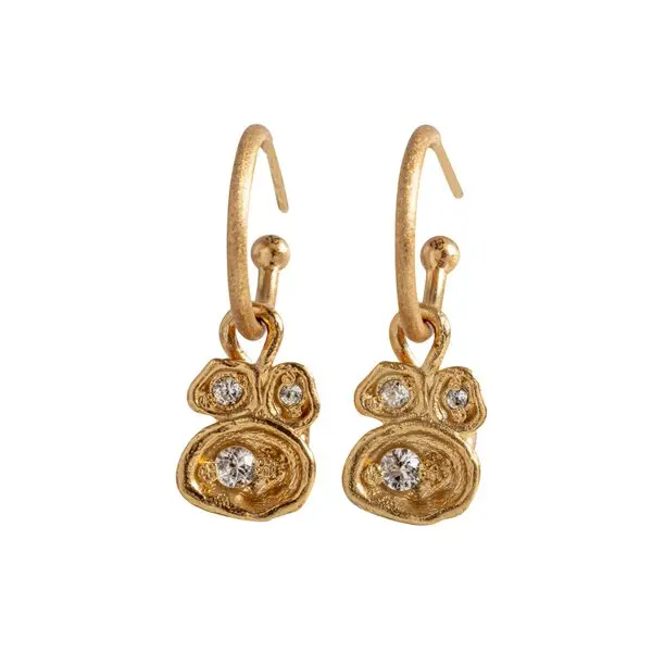 CLAIRE HILL DESIGNS White Topaz Lichen Hoop Earrings - Gold