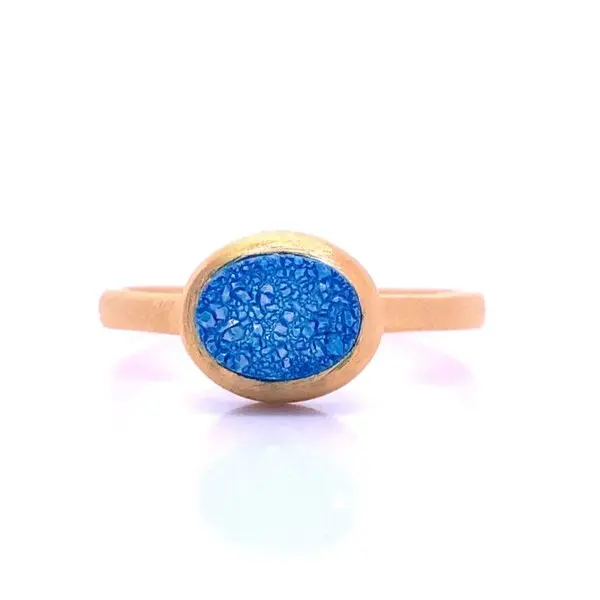 GEM BAZAAR JEWELLERY Balls Of Fire Stacking Ring In Druzy - Blue