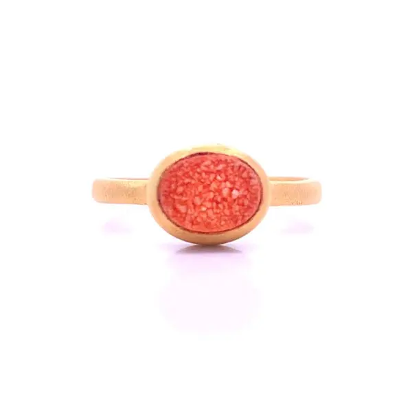 GEM BAZAAR JEWELLERY Balls Of Fire Stacking Ring In Druzy - Orange