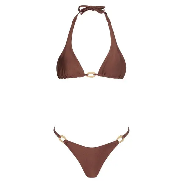 ACUARELA BRAND Capri Halter Bikini Halter Cappuccino - Brown