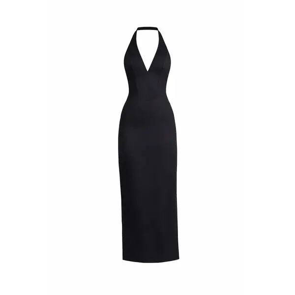 ICON LEVA Isla Cotton Halter Corset Dress - Black