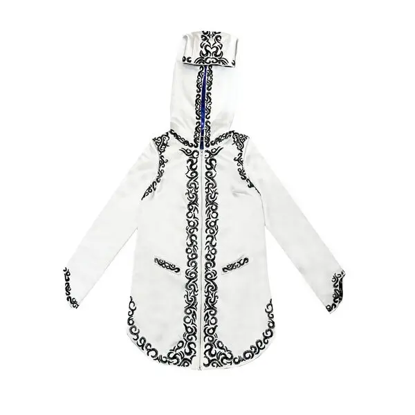 QUILLATTIRE Embellished Hood Long Jacket With Star Lining - White