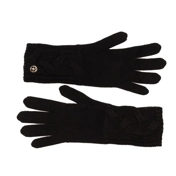 BEL CASHMERE Cable Knitted Cashmere Gloves - Black