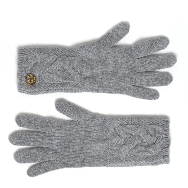 BEL CASHMERE Cable Knitted Cashmere Gloves - Grey