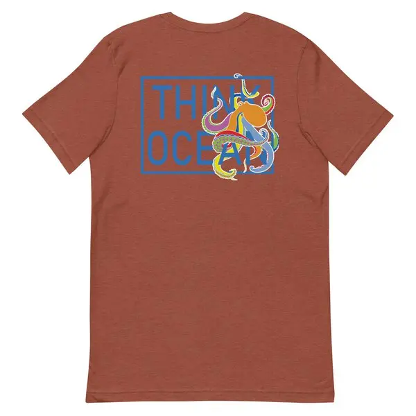 ANCHOR & CREW Clay Think Ocean Octopus Fluorescence Cotton Embroide T-shirt - Red
