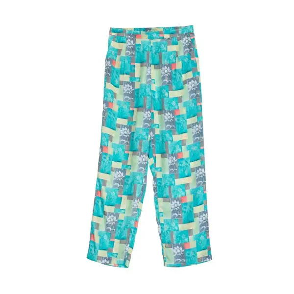 NIZA Flowing Trouser With Decorative Embroidery And Belt - Blue