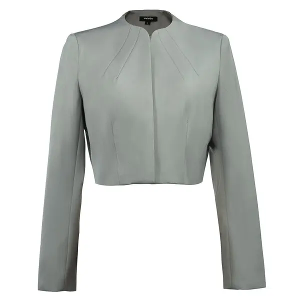 SMART AND JOY Crop Bolero Minimalist Blazer - Grey
