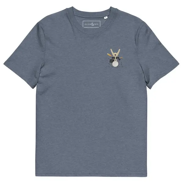 ANCHOR & CREW Organic Cotton Drummer Monkey Embroidered T-shirt - Blue